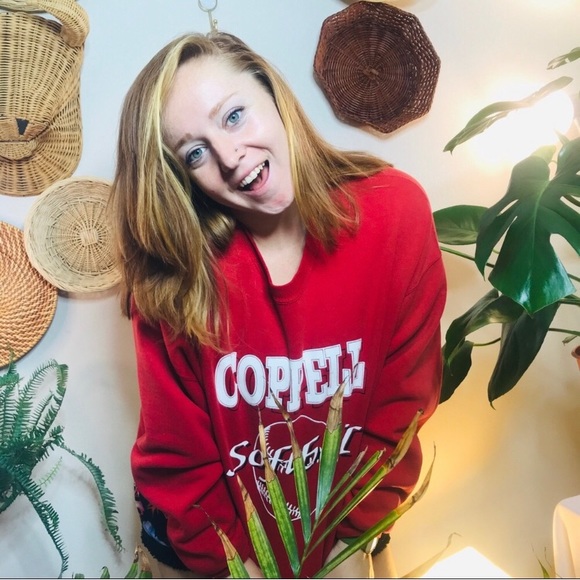 Vintage | Sweaters | Vtg Retro Vsco 9s Oversized Softball Sweatshirt ...